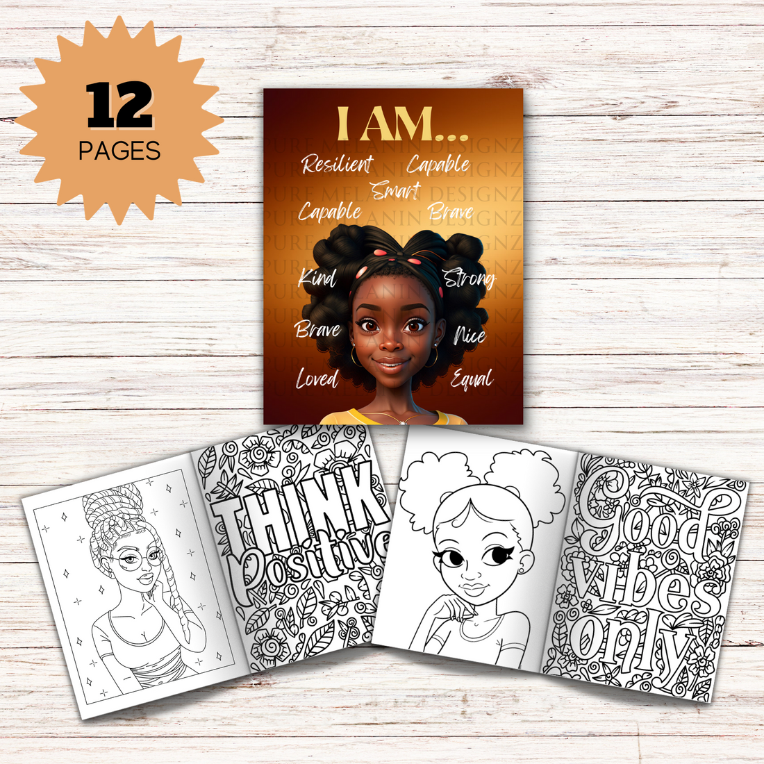 Positive Affirmations Coloring Book – Pure Melanin Designz